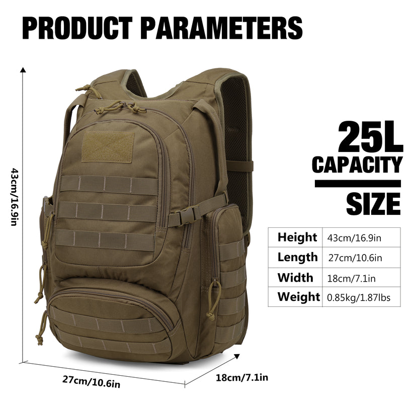 [M6362A] Mardingtop 25L Tactical Backpack Molle Daypack for Hiking Tra