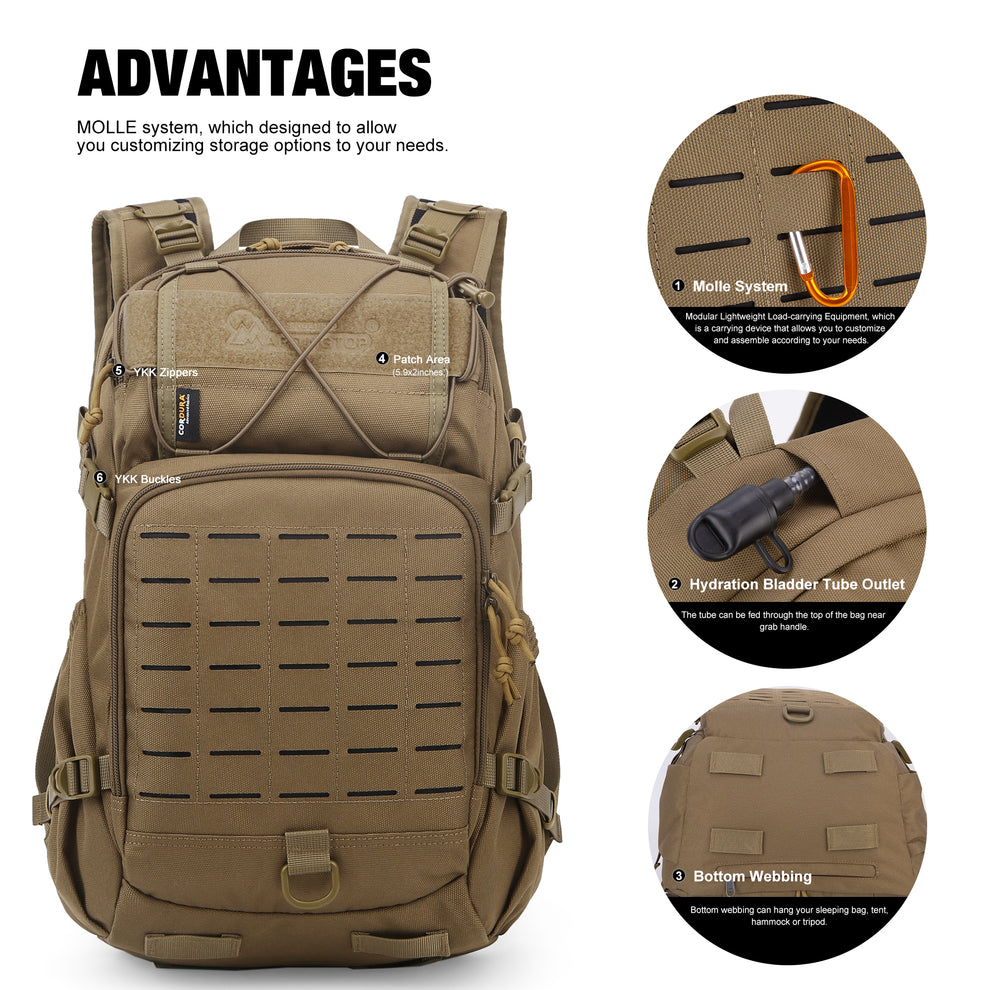 [TM6539A] Mardingtop 915D CORDURA 25L Molle Hiking Backpack with Rain
