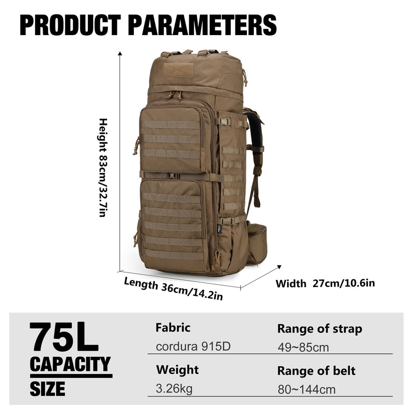 [TM6312A] Mardingtop 75L Military Internal Frame Backpack for Men, Cor