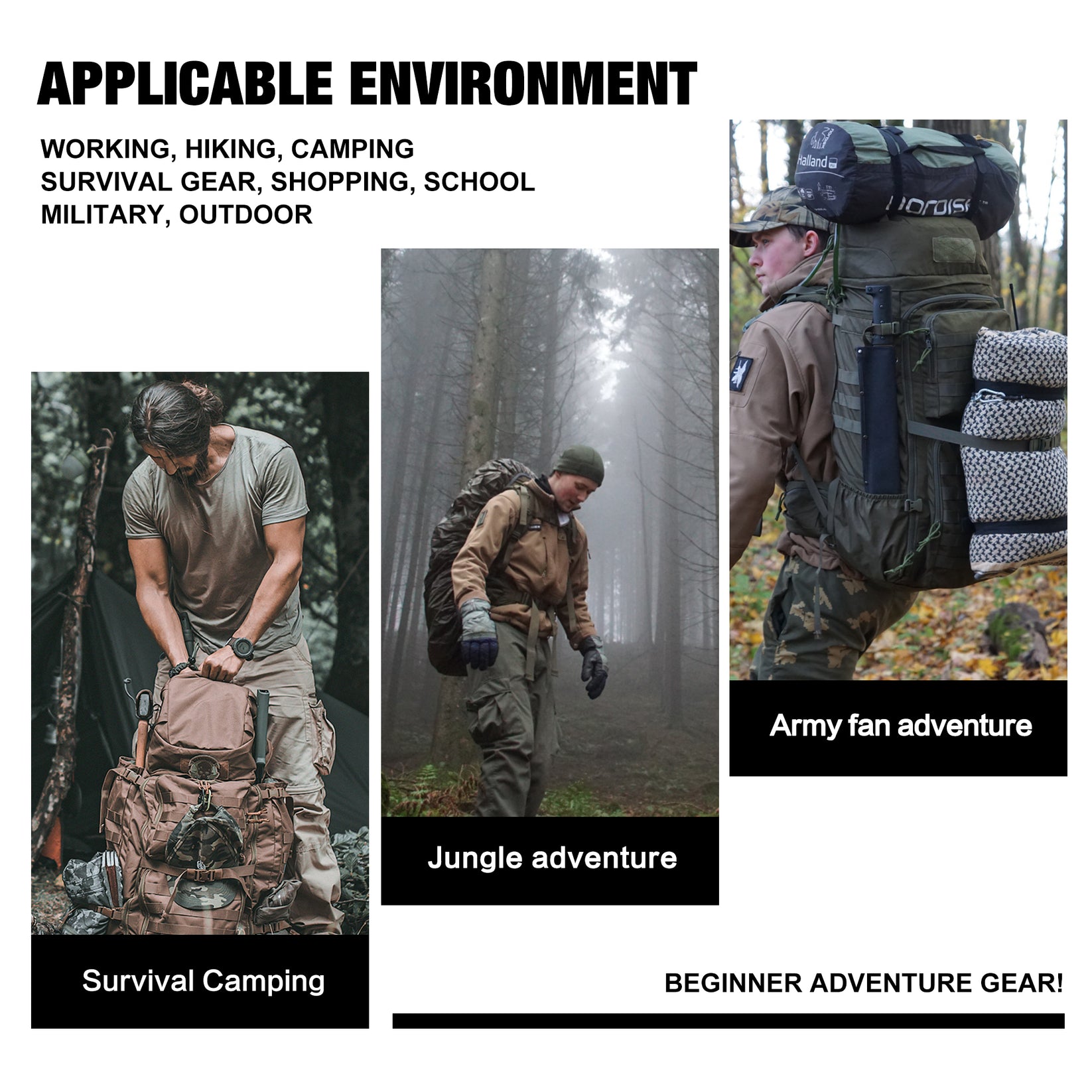 Mardingtop 50L Molle Hiking Internal Frame Backpacks with Rain Cover ...